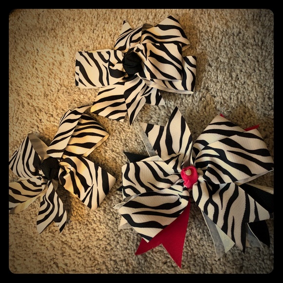 Accessories | 3 Zebra Print Custom Made Bows | Poshmark